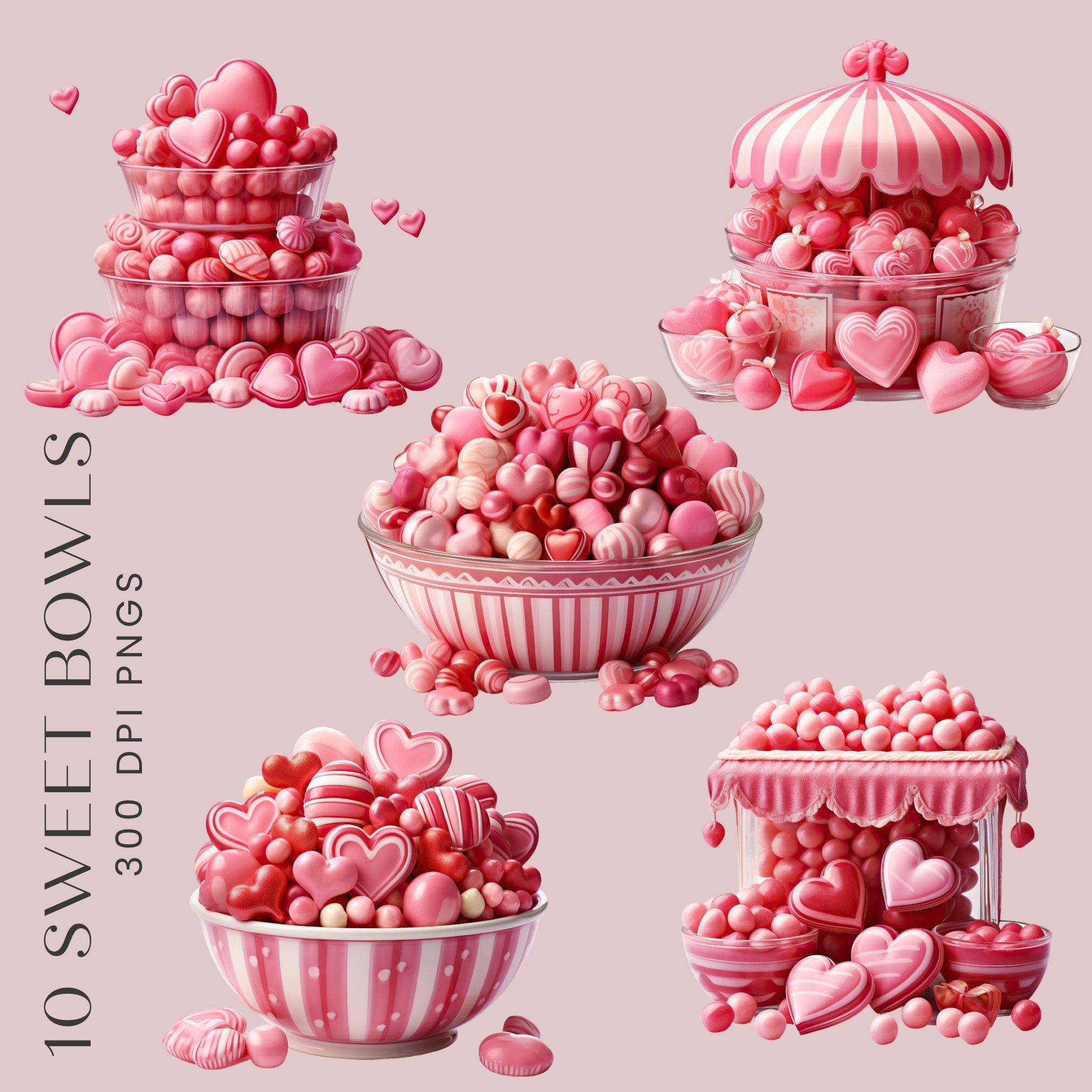 Valentines Day Sweet Store Clipart, Valentine Watercolor Candy Heart ...