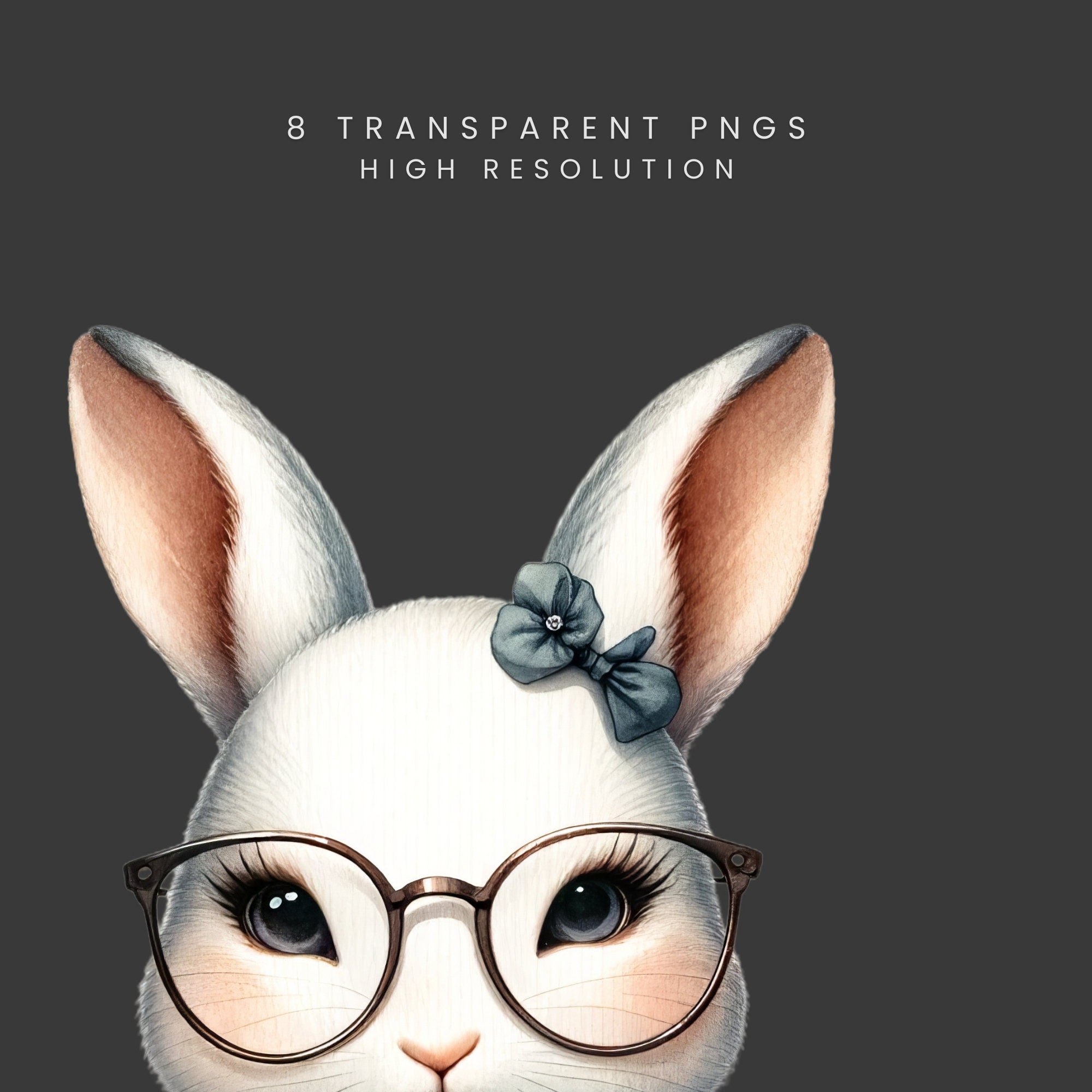 Easter Bunny With Glasses Clipart, Hipster Clip Art, Bunnies ...
