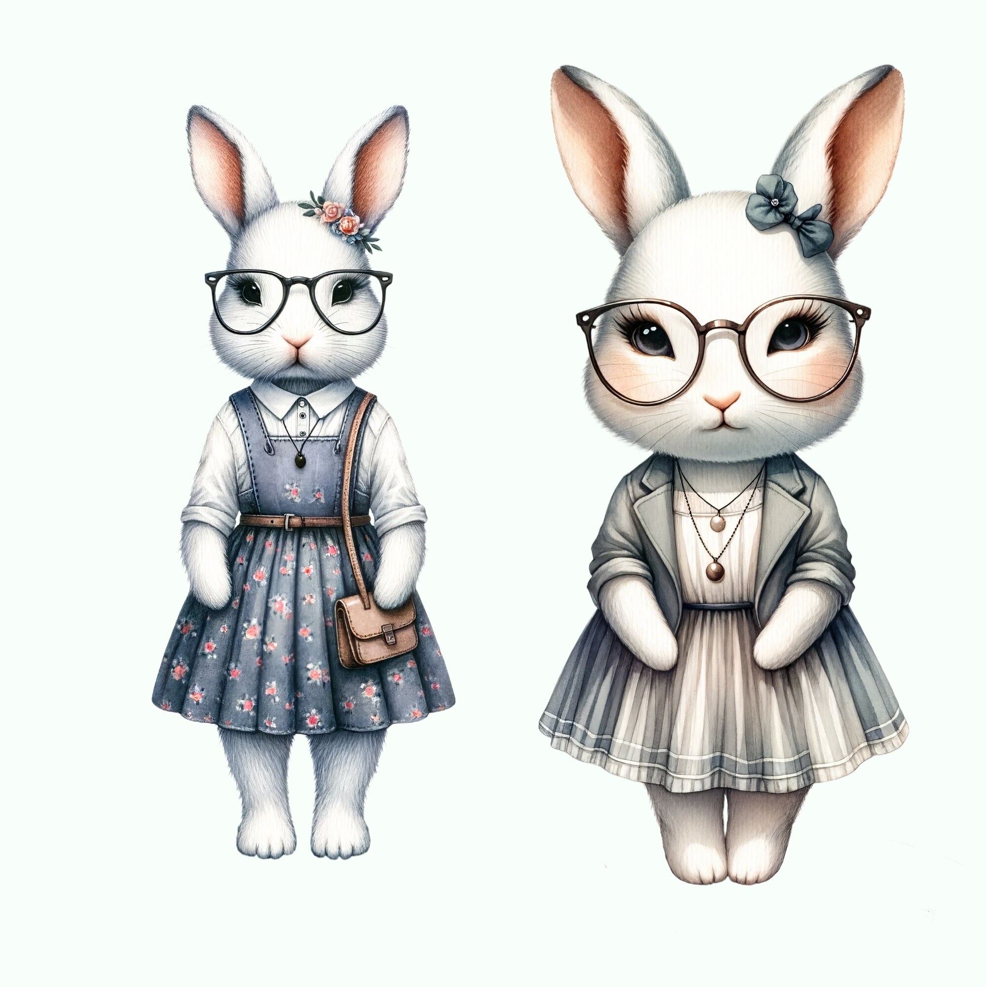 Easter Bunny With Glasses Clipart, Hipster Clip Art, Bunnies ...