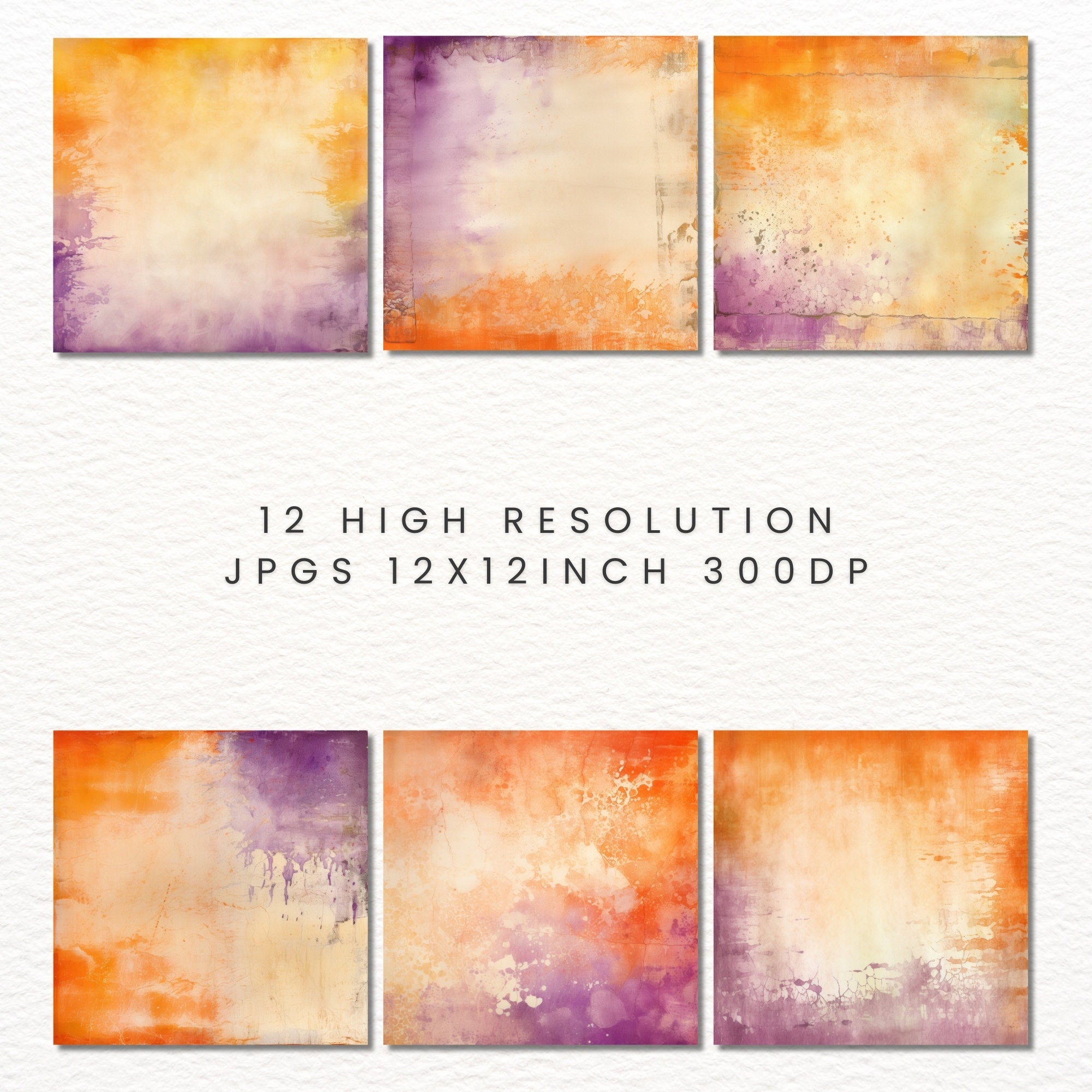 Watercolor Halloween, Purple Orange Digital Paper, Printable ...