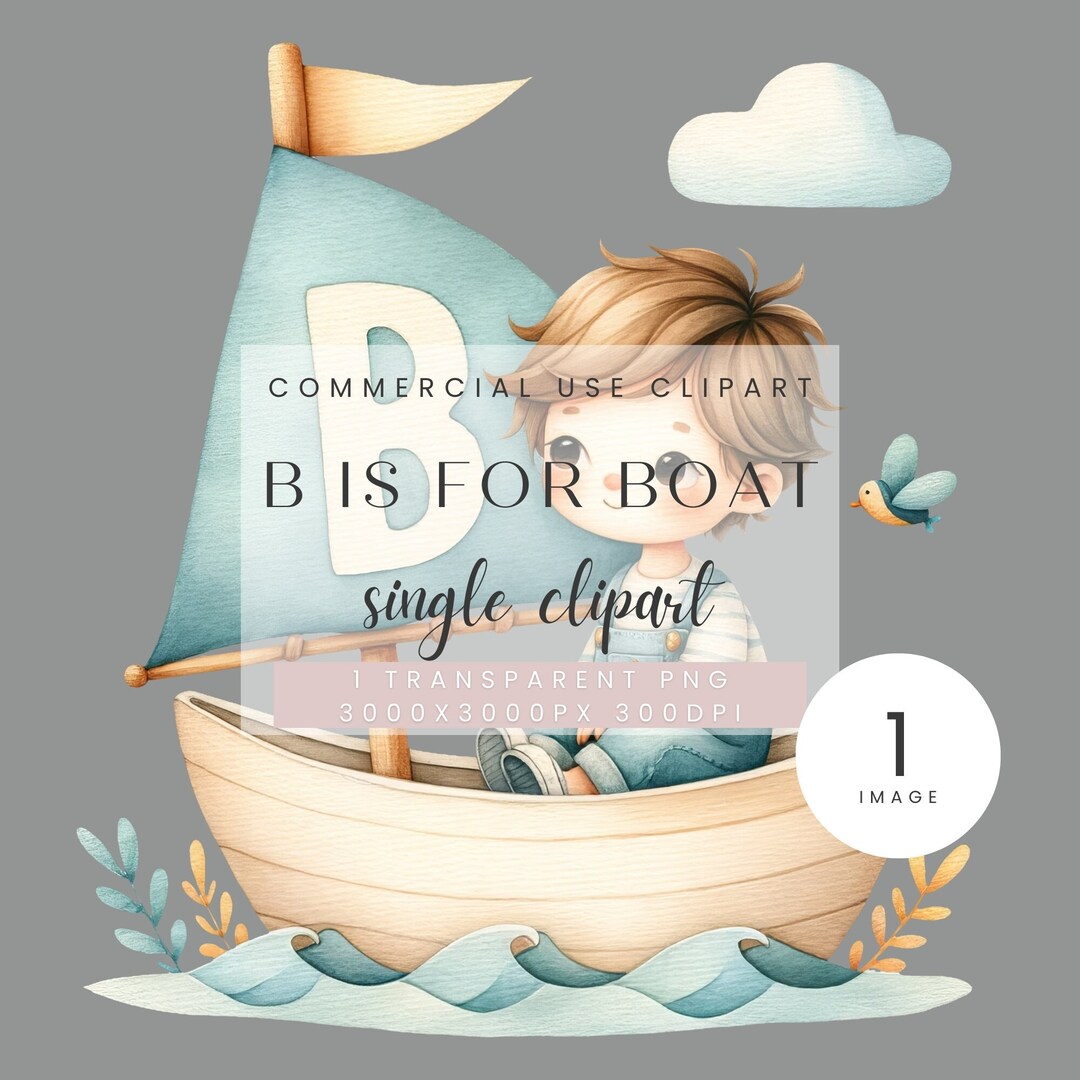 Alphabet Print Sail Boat Little Baby Boy Sailing on Water, Shower Gift ...