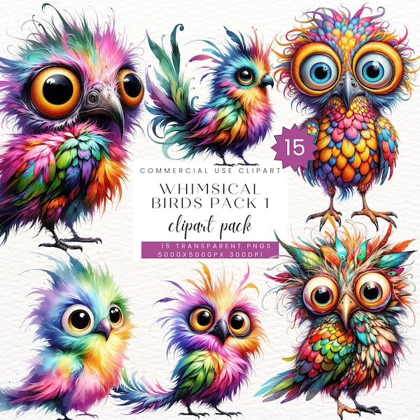 Whimsical Birds - Etsy