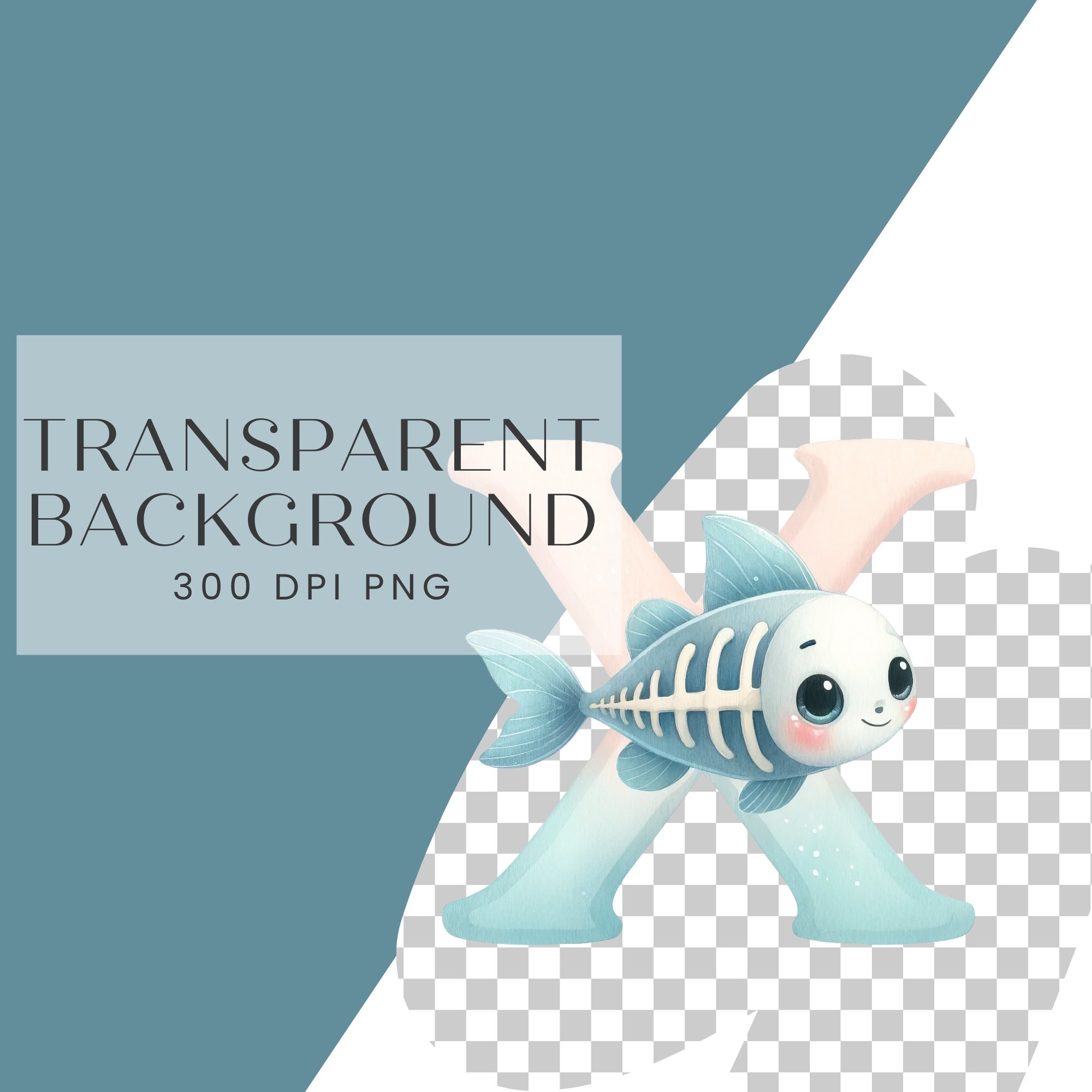 Xray Fish Alphabet Clipart, Baby Boy Girl Shower Gift, Nursery Child ...