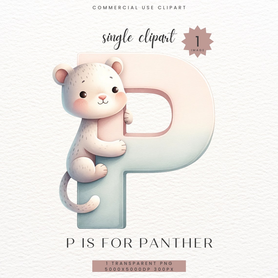 Panther Pink Green Alphabet Clipart, Baby Boy Girl Shower Gift, Nursery ...