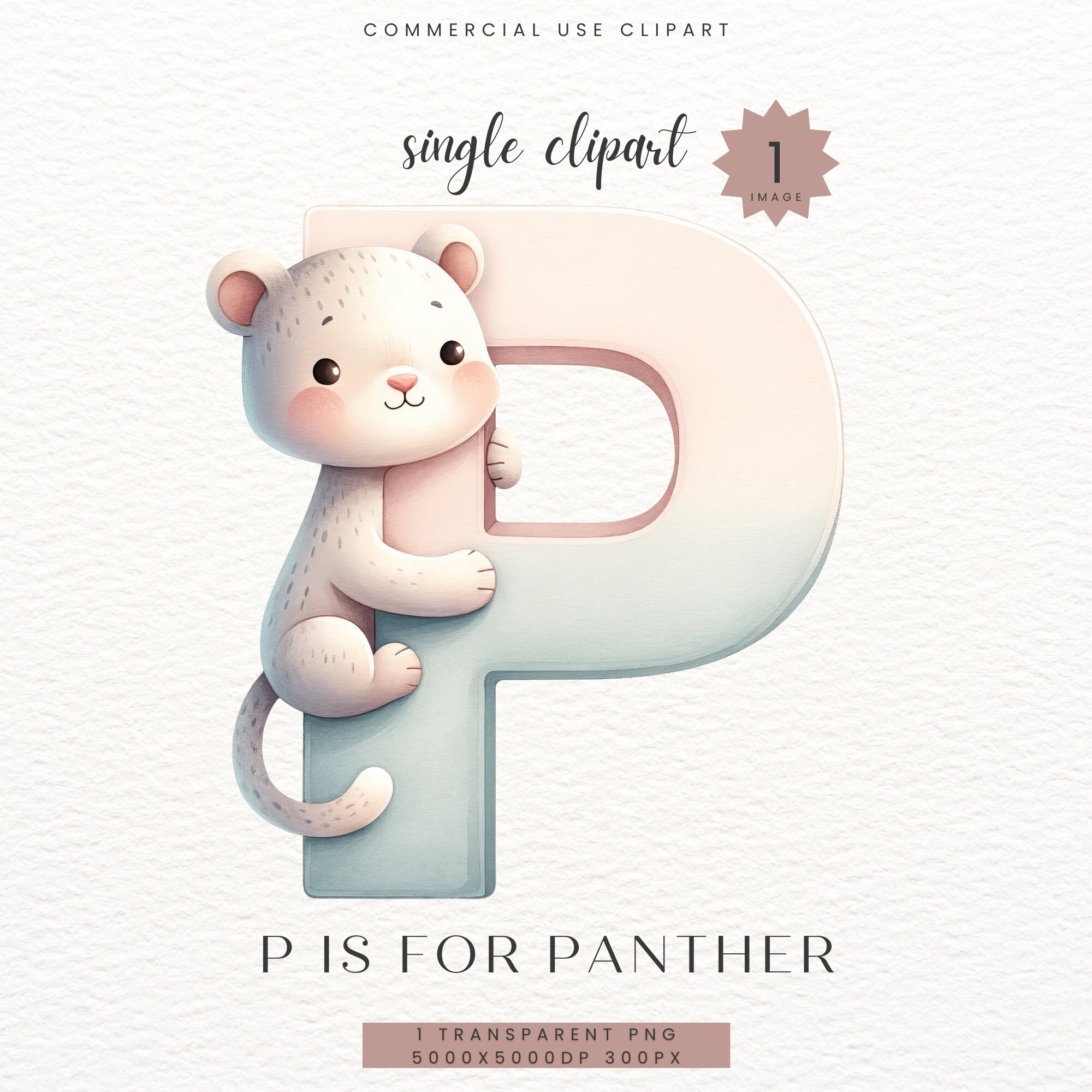 Panther Pink Green Alphabet Clipart, Baby Boy Girl Shower Gift, Nursery ...