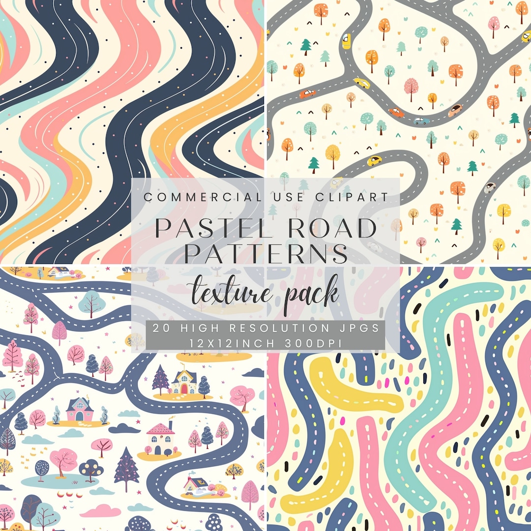 Pastel Road Patterns, Abstract Digital Scrapbook Background, Texture ...