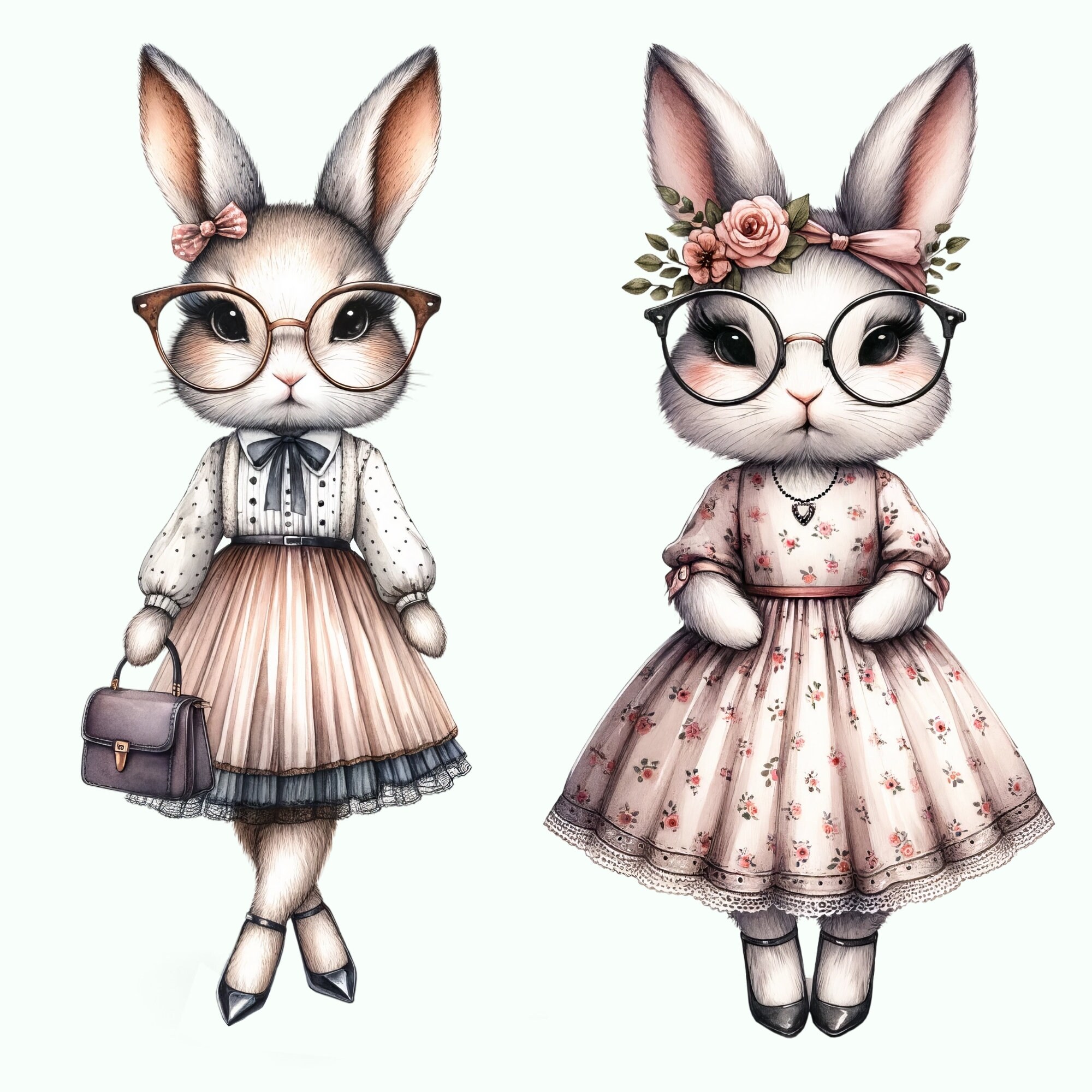 Easter Bunny With Glasses Clipart, Hipster Clip Art, Bunnies ...