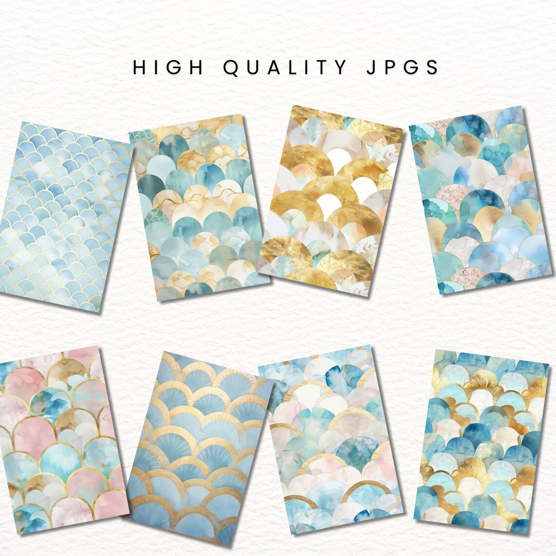 Watercolor Vintage Arches Digital Paper, Retro Clip Art, Gold, Blue ...