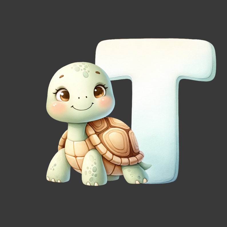 Turtle Alphabet Clipart, Baby Boy Girl Shower Gift, Nursery Child Room ...