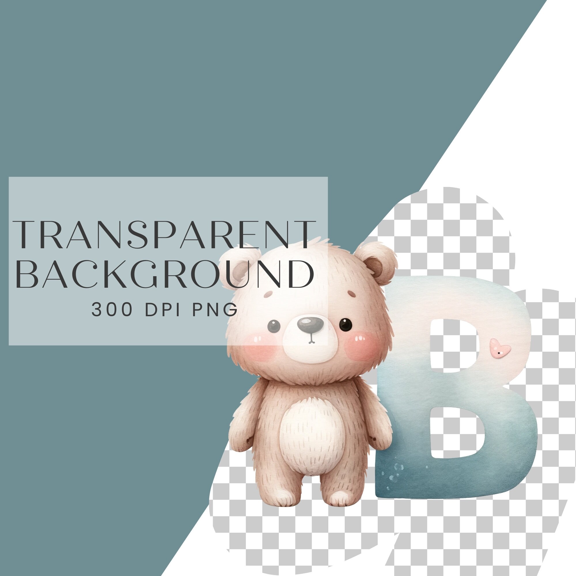 Bear Alphabet Clipart, Baby Boy Girl Shower Gift, Blue Nursery Child ...