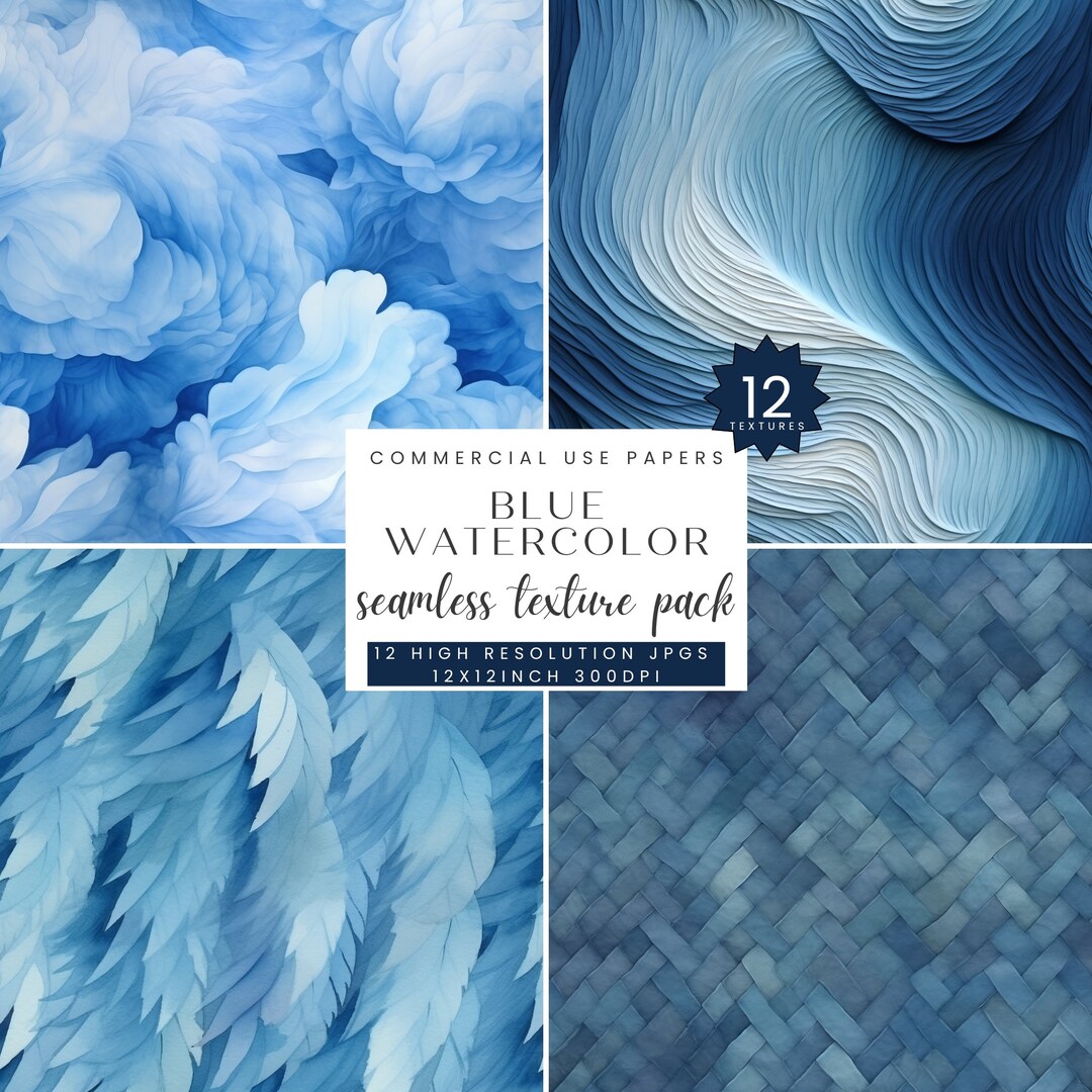 Blue Watercolor Digital Paper, Abstract Pastel Wedding Scrapbook Paper ...