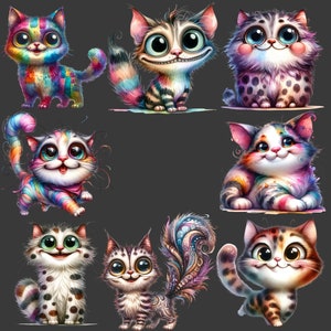 Quirky Cats PNG, Cute Cat Clipart, Funny Animal Digital Download ...