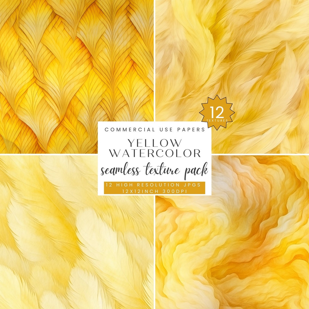 Yellow Watercolor Digital Paper, Abstract Pastel Shapes Scrapbooking ...