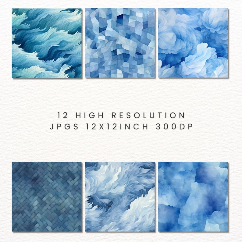 Blue Watercolor Digital Paper, Abstract Pastel Wedding Scrapbook Paper ...