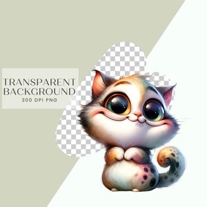 Quirky Cat Clipart, Whimsical Cute Funny Cat Clip Art, Quirky Kitten ...