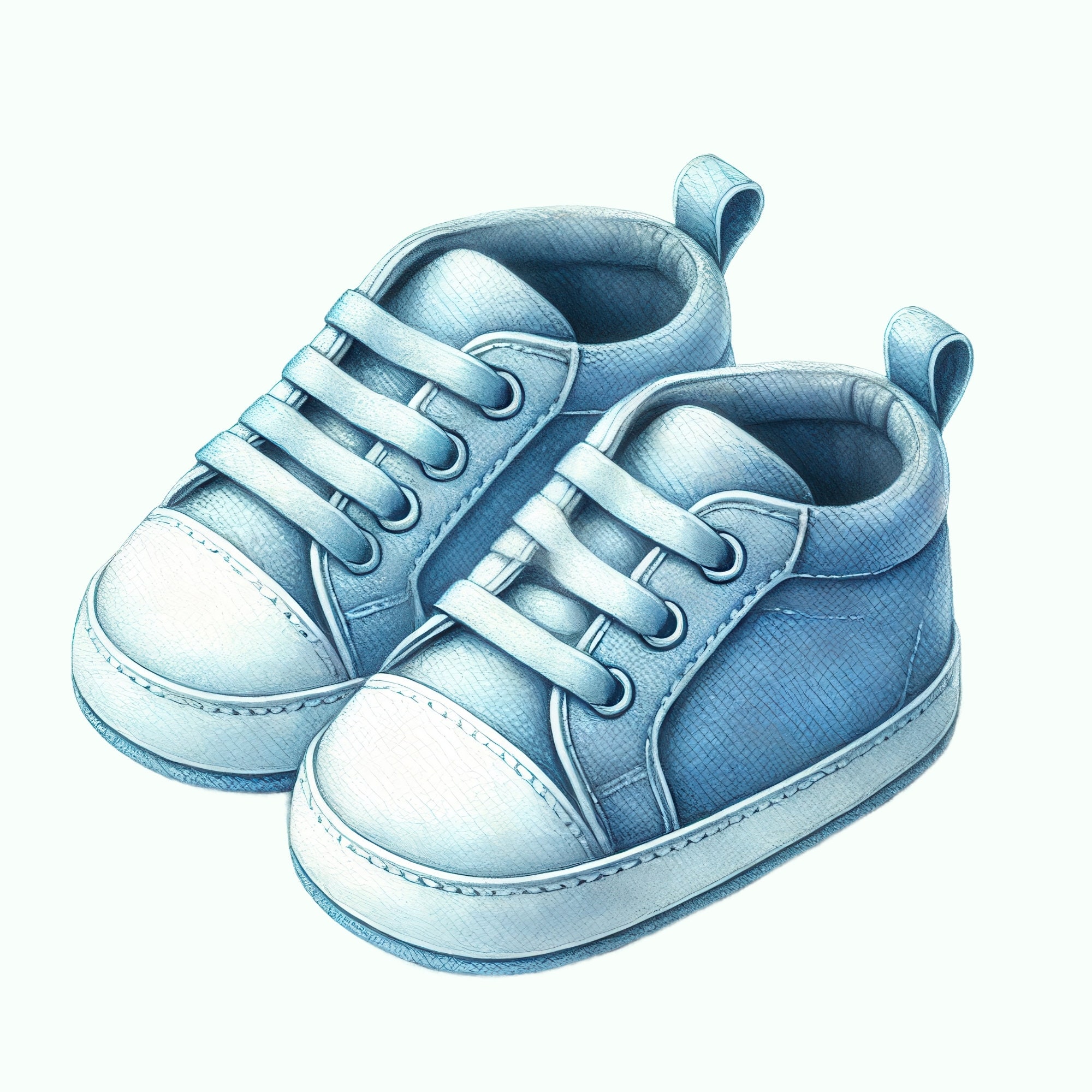 Blue Baby Shoe Clipart, Sneaker Babyshower Clip Art, Watercolor ...