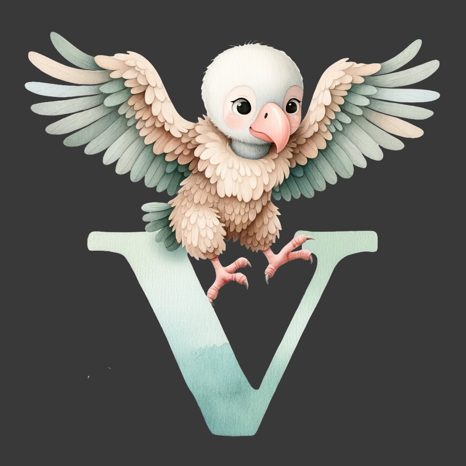 Vulture Alphabet Clipart, Baby Boy Girl Shower Gift, Nursery Child Room ...