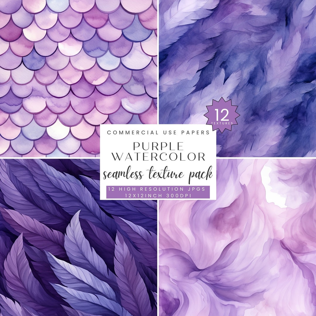 Purple Watercolor Digital Paper, Abstract Pastel Wedding Scrapbook ...