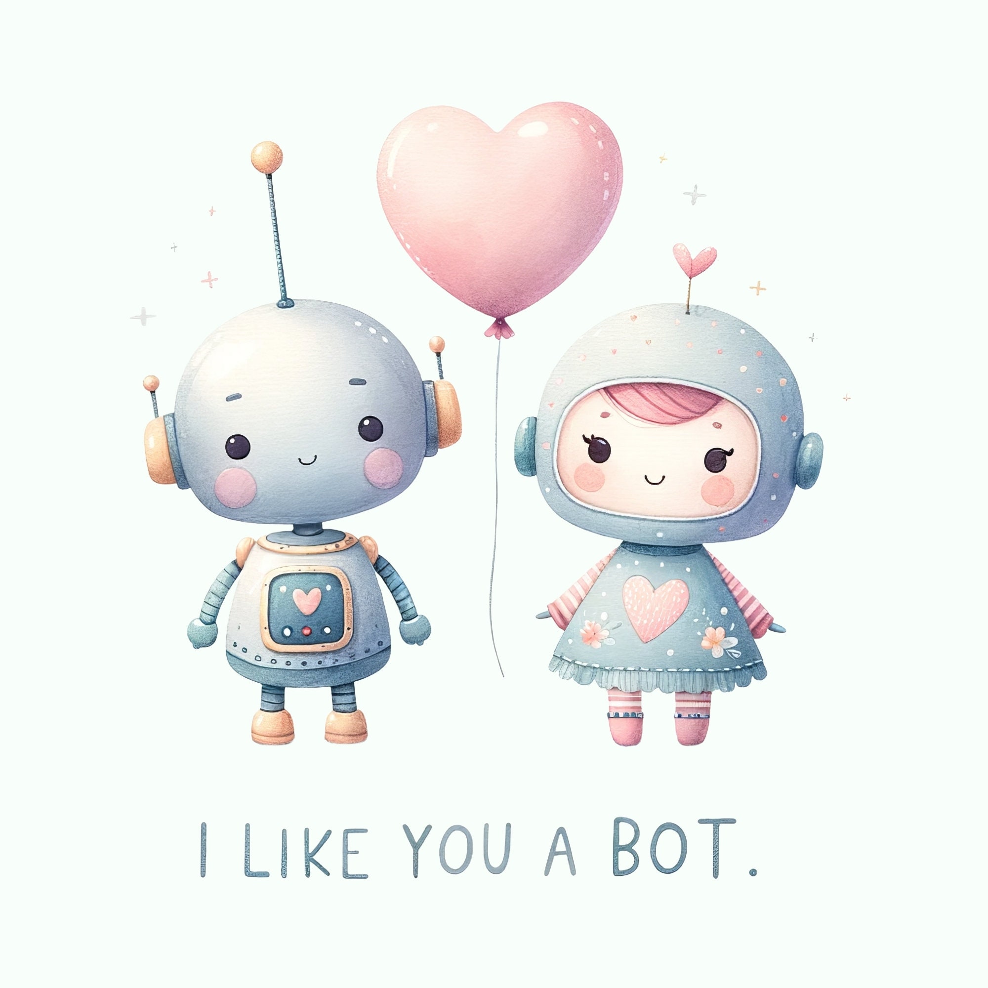 Valentines Cute Robot Clipart Robots Clip Art PNG Romantic Sweet Robo ...
