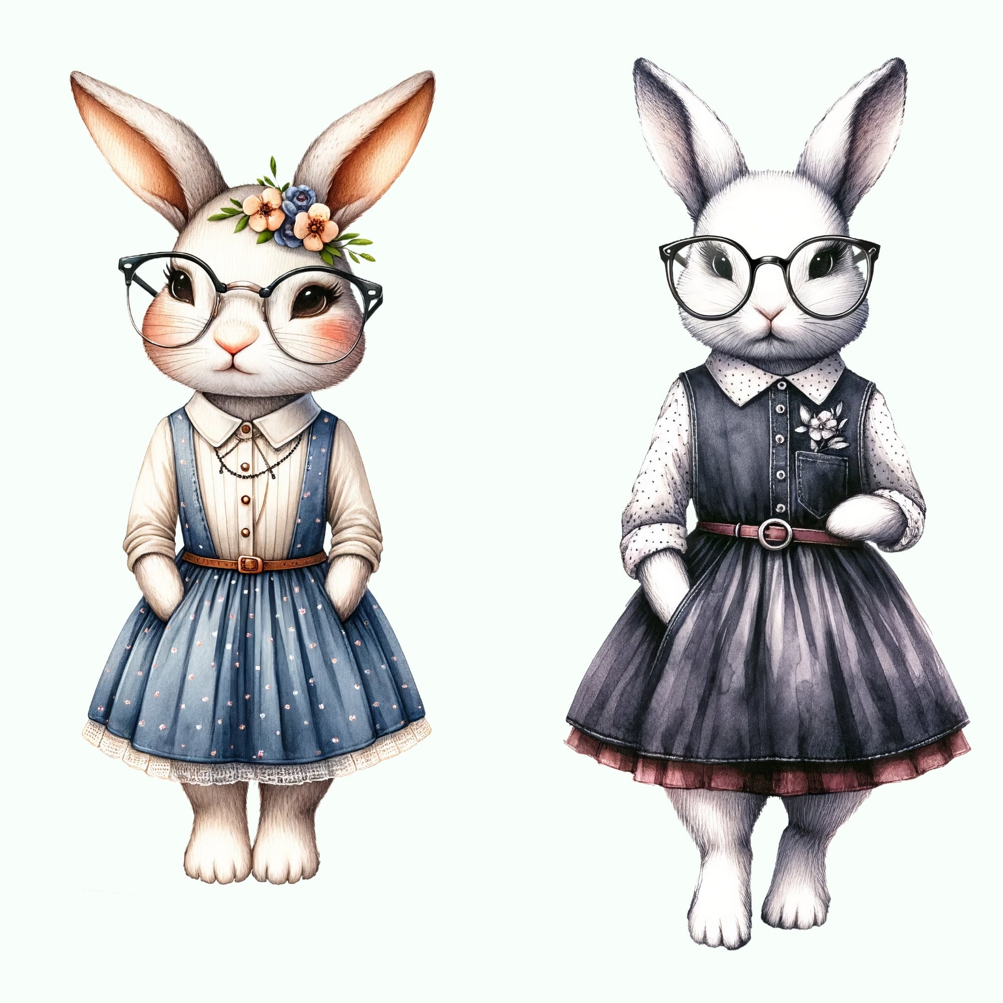 Easter Bunny With Glasses Clipart, Hipster Clip Art, Bunnies ...