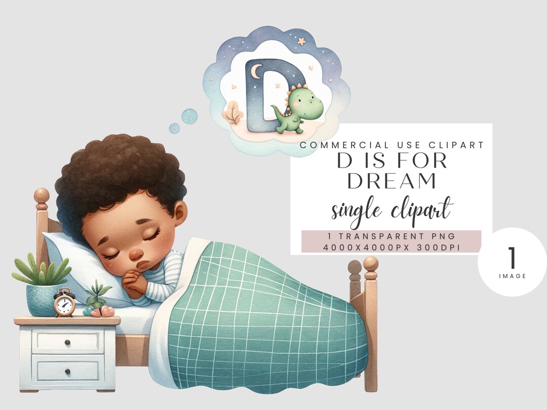 Dream Alphabet Clipart, Baby Boy Black Shower Gift, Dinosaur Dreaming ...