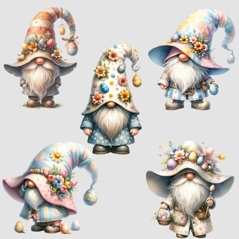 Easter Gnome Clipart Bundle, Gnomes Png, Eggs and Flowers Garden Spring ...