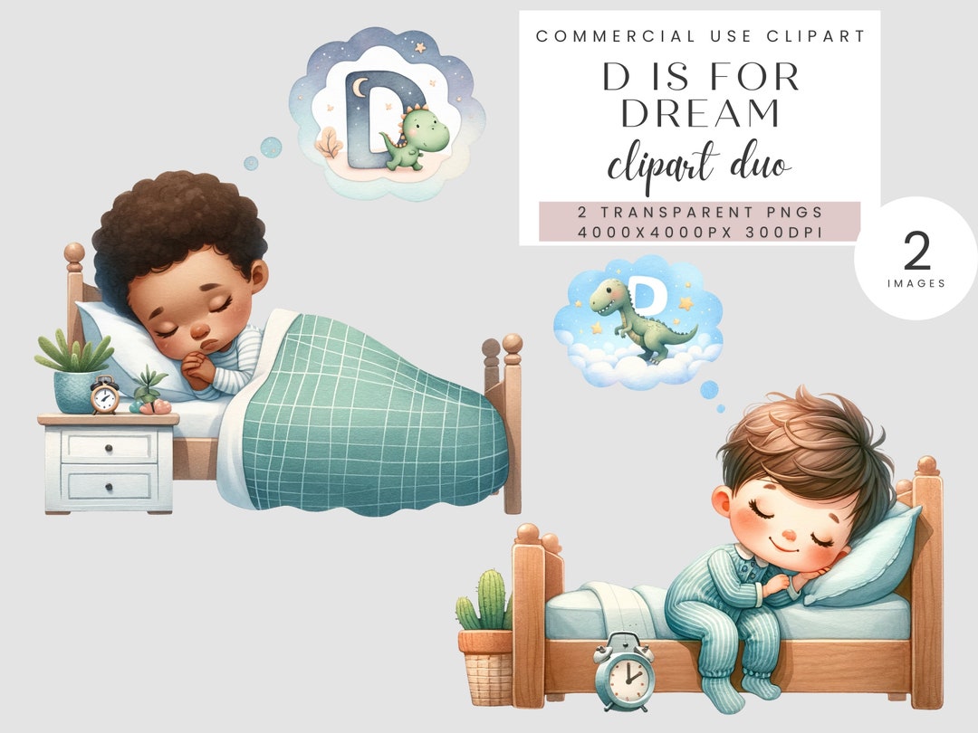Dream Alphabet Clipart Duo, Baby Boy Black and White Gift, Dinosaur ...