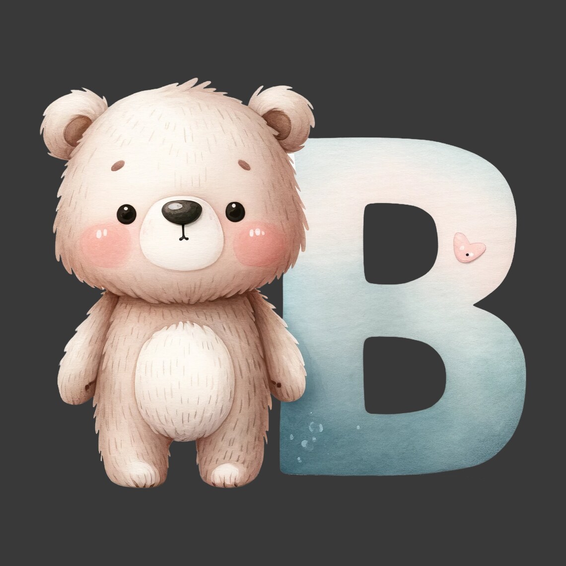 Bear Alphabet Clipart, Baby Boy Girl Shower Gift, Blue Nursery Child ...
