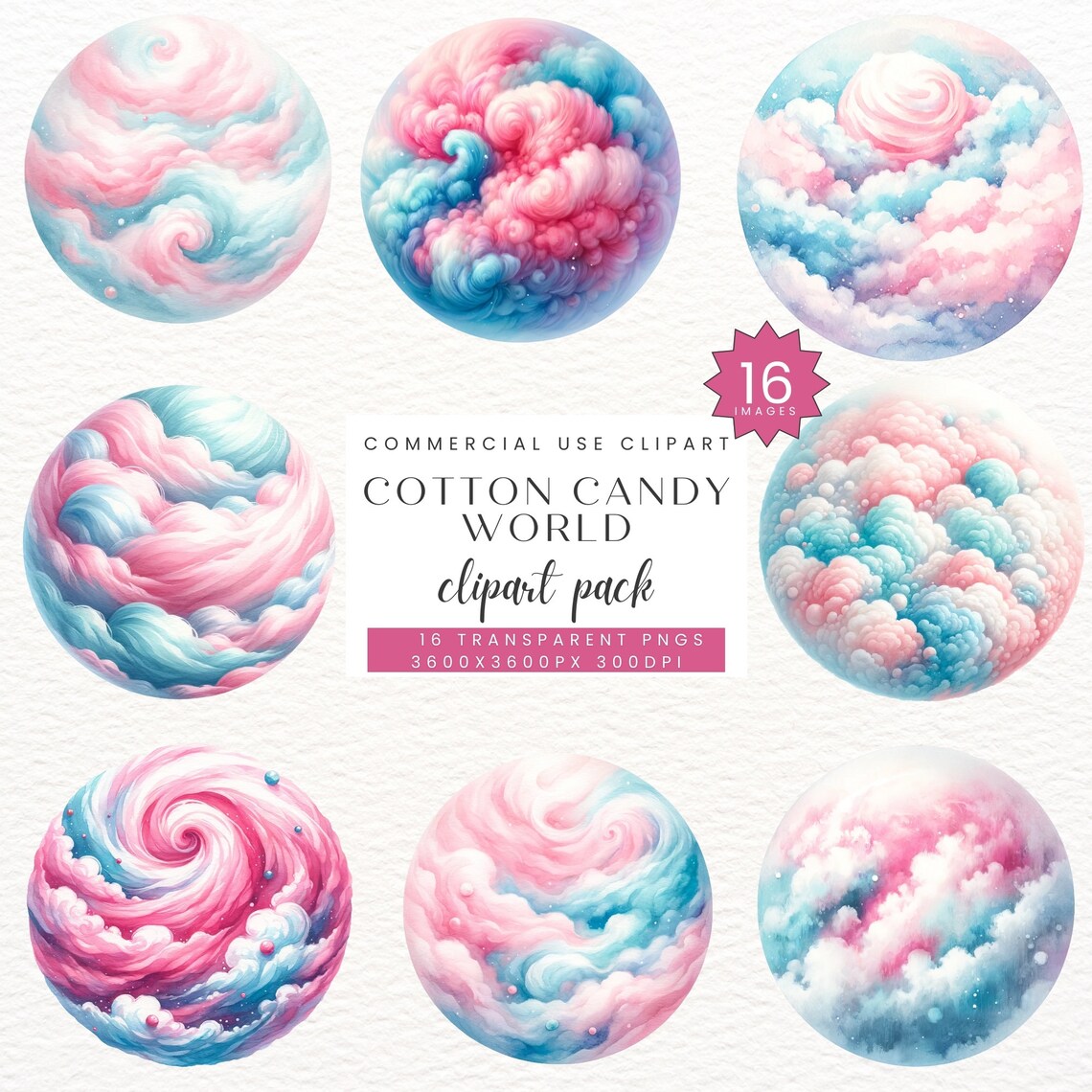 Cotton Candy Planets Clipart, Pink, Blue, Pastel, Clip Art, Space ...