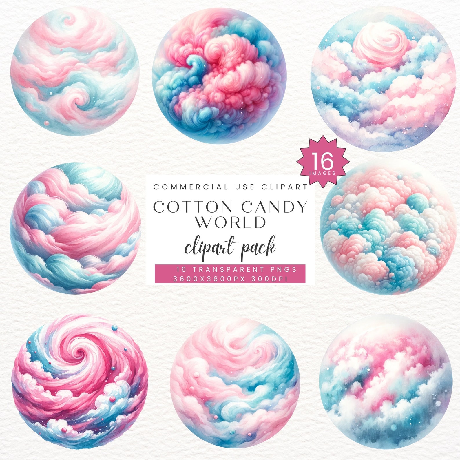 Cotton Candy Planets Clipart, Pink, Blue, Pastel, Clip Art, Space ...