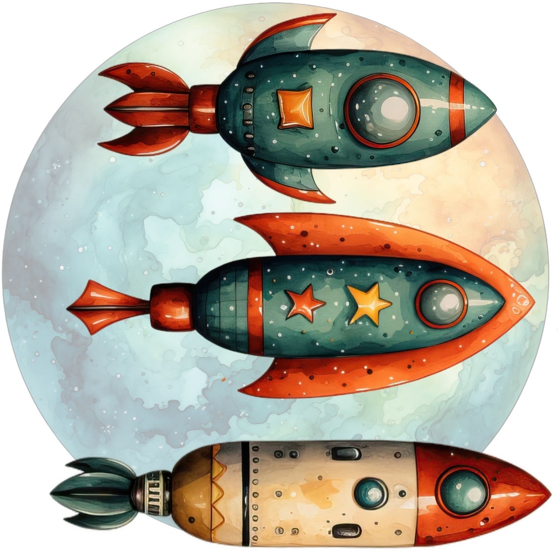 Cute Outer Space Clipart With Little Astronauts and Spaceships ...