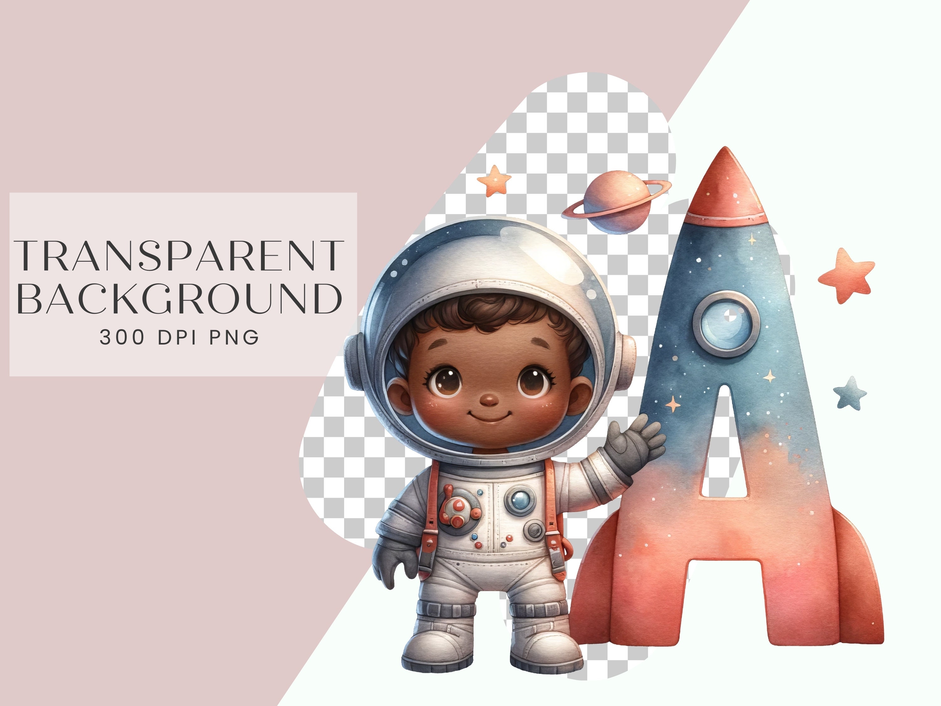 Alphabet Print Little Astronaut Space Ship Baby Shower Gift Nursery Art ...
