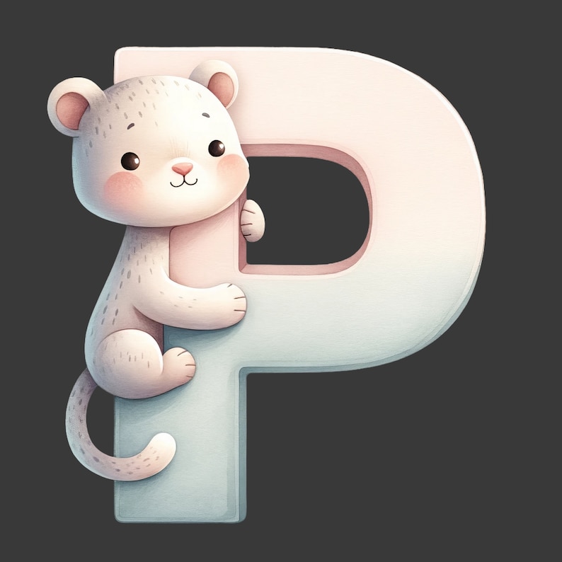 Panther Pink Green Alphabet Clipart, Baby Boy Girl Shower Gift, Nursery ...