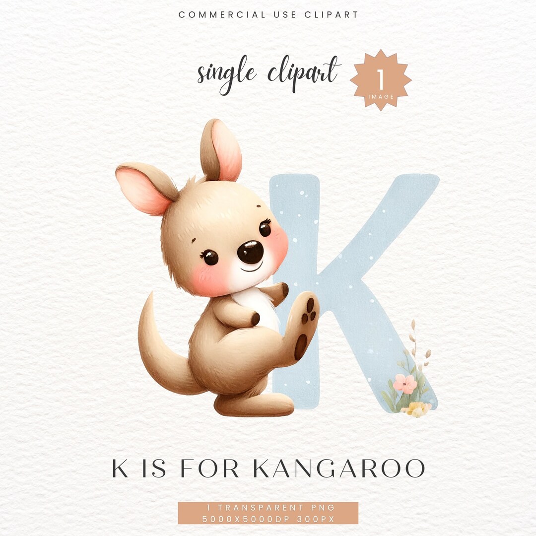 Kangaroo Alphabet Clipart, Baby Boy Girl Shower Gift, Nursery Child ...