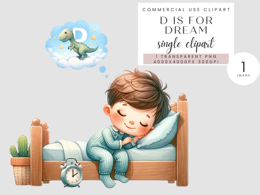 Dream Alphabet Clipart, Baby Boy White Shower Gift, Dinosaur Dreaming ...