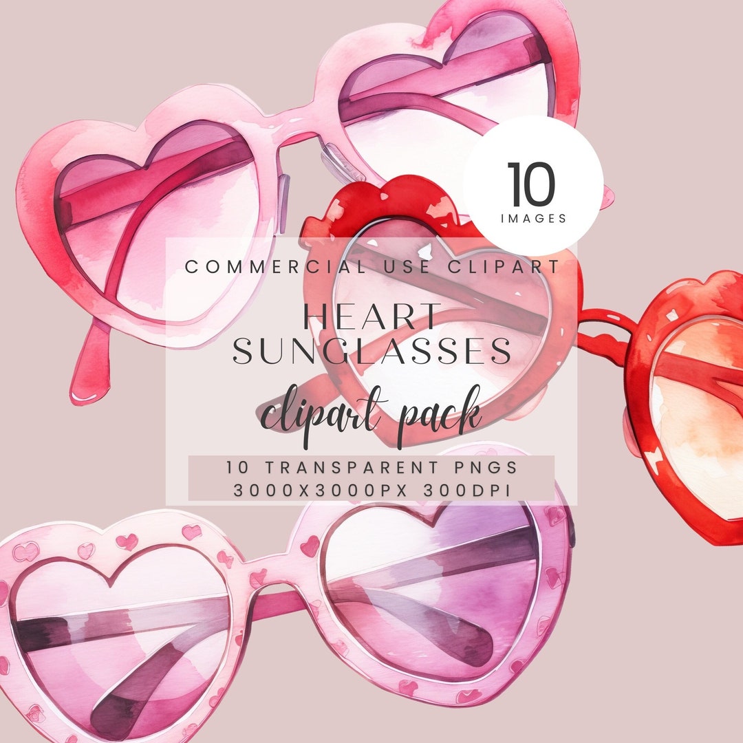 Heart Sunglasses Clipart Valentines Day Download Valentine's Day Eye ...