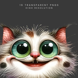 Quirky Cats PNG, Cute Cat Clipart, Funny Animal Digital Download ...
