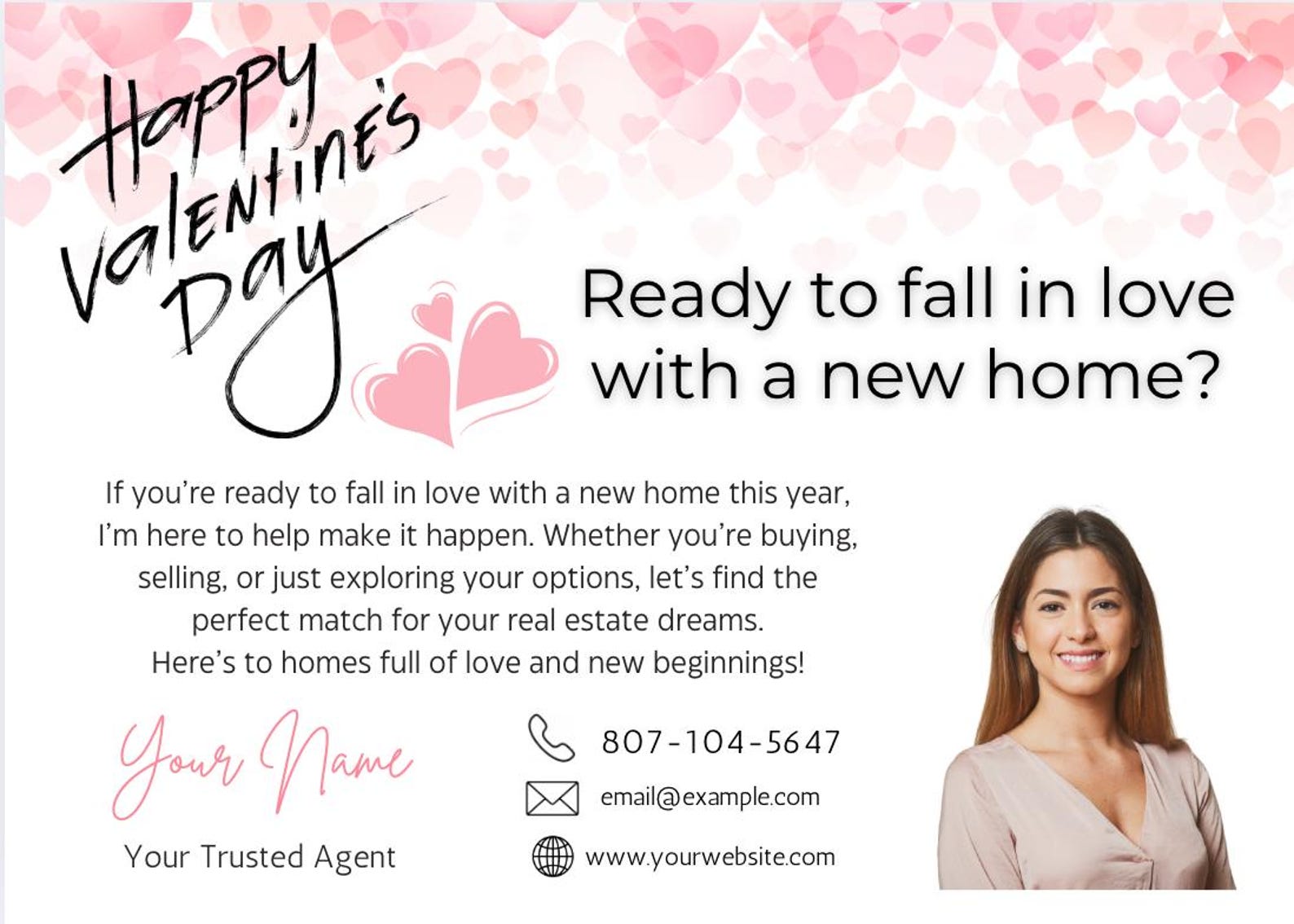 Real Estate Valentine Card Template: Realtor Client Marketing (digital ...