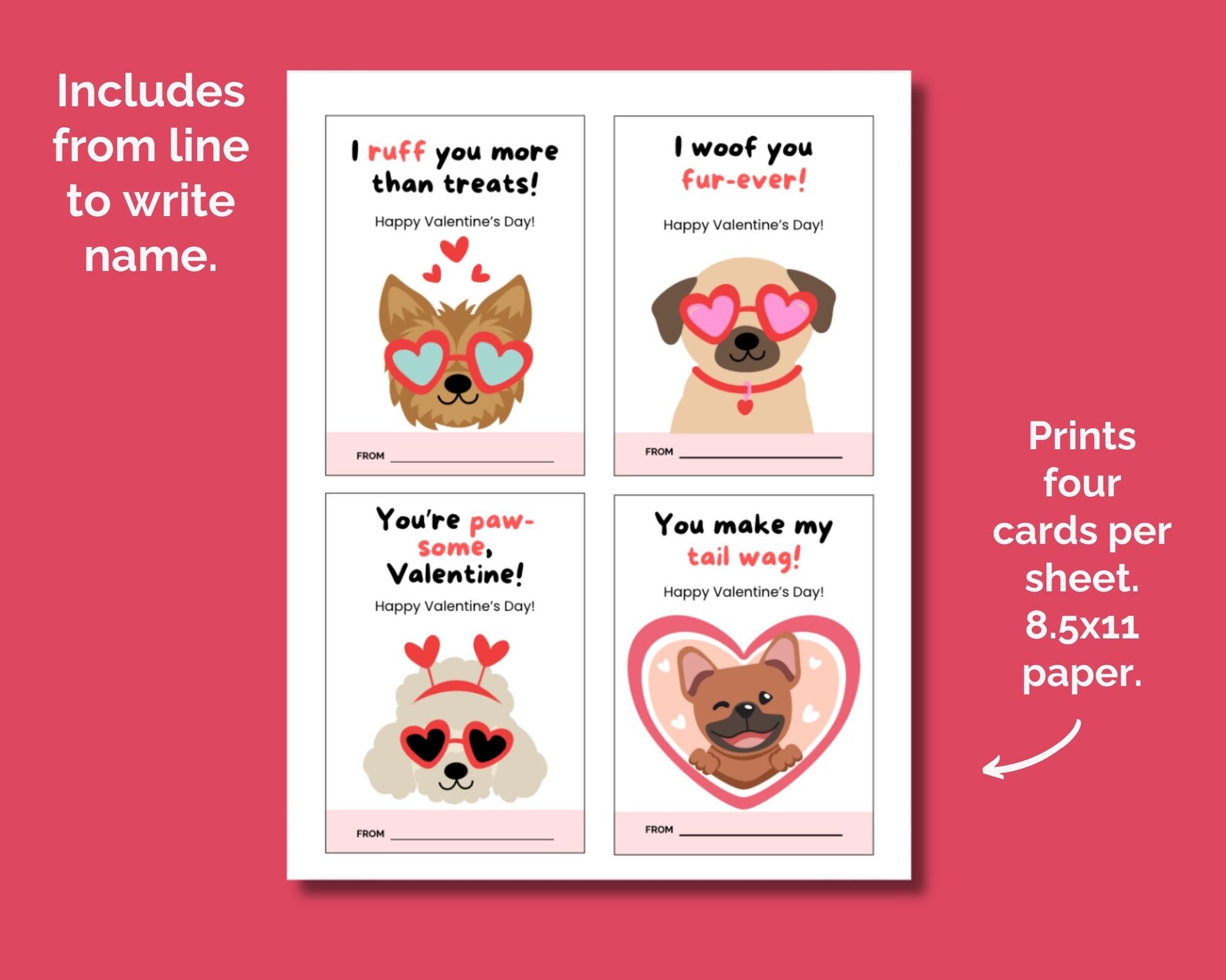 Dog Valentine Cards Printable | Puppy Valentines Day Cards | Cute Dog ...