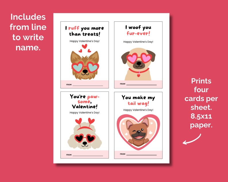 Dog Valentine Cards Printable | Puppy Valentines Day Cards | Cute Dog ...
