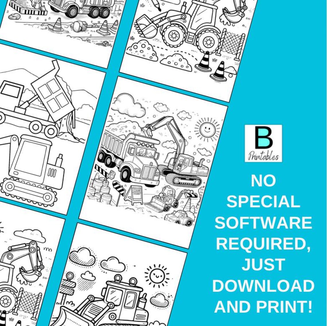 5 Construction Theme Coloring Pages, Kids Coloring Page, Construction ...