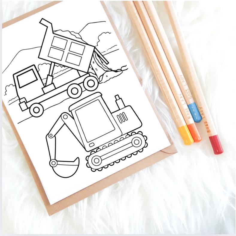 5 Construction Theme Coloring Pages, Kids Coloring Page, Construction ...