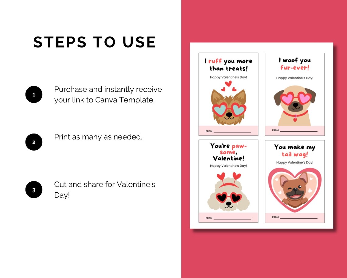 Dog Valentine Cards Printable | Puppy Valentines Day Cards | Cute Dog ...