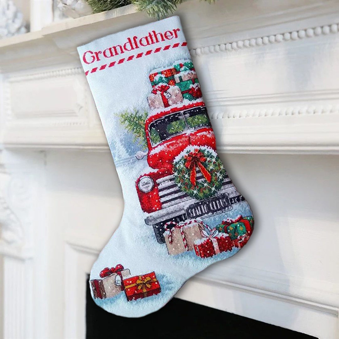 Christmas Stocking Cross Stitch Pattern: Santa's Truck Embroidery (PDF ...
