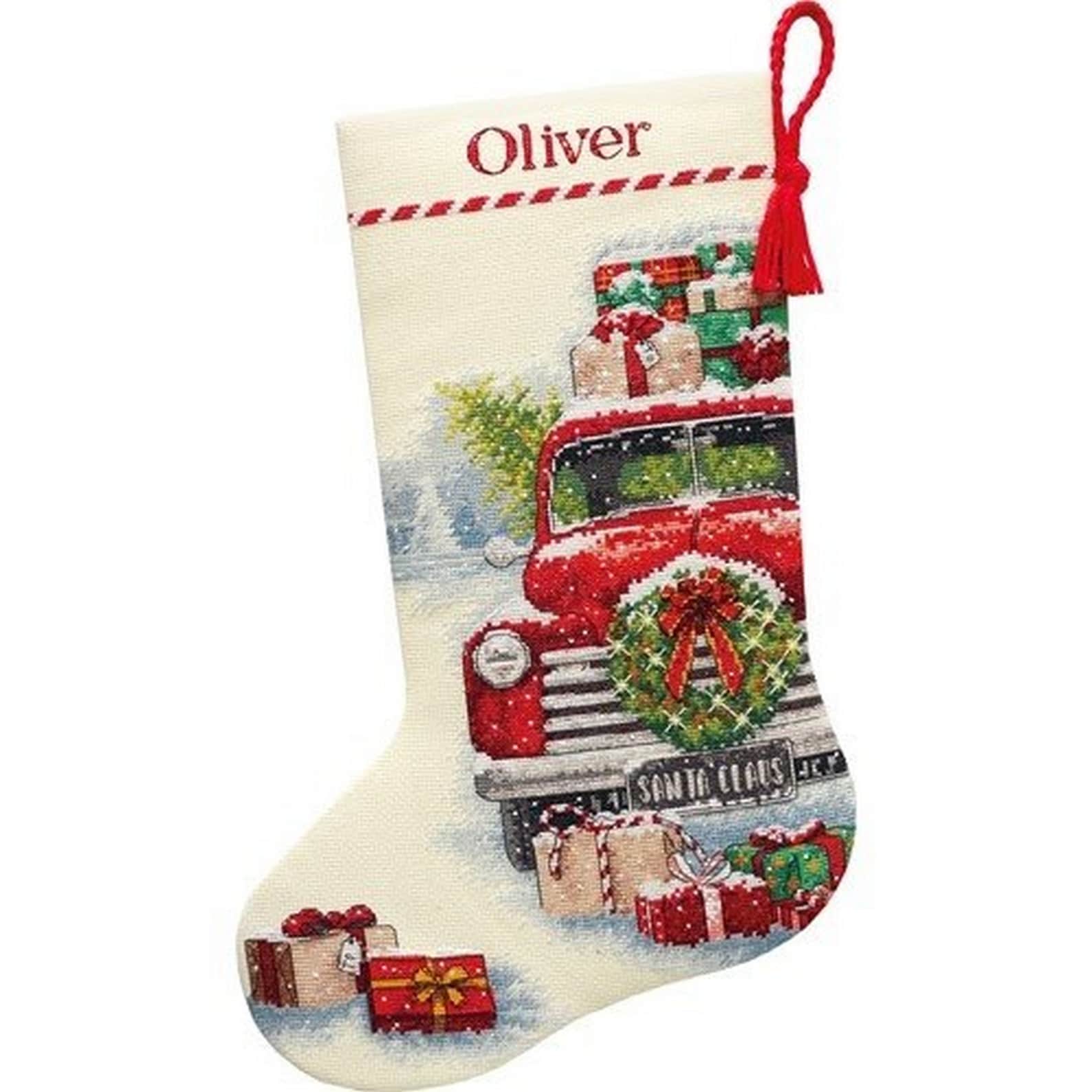 Christmas Stocking Cross Stitch Pattern: Santa's Truck Embroidery (PDF ...