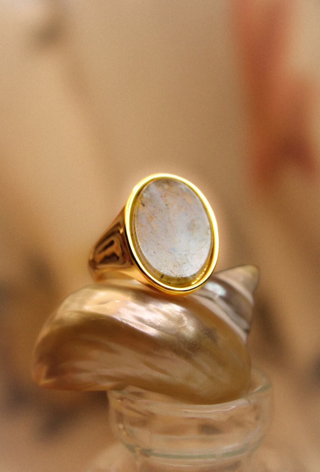 Crystal Signet Gold Ring - Etsy