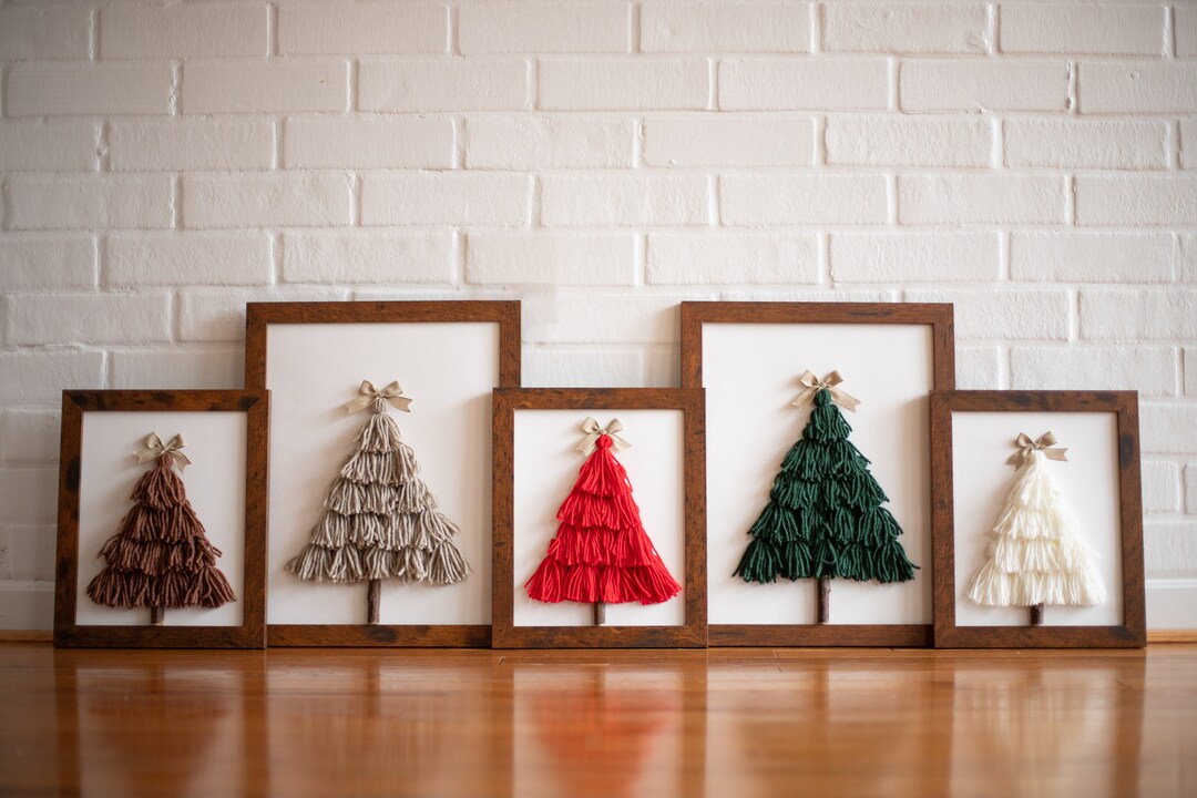 Framed Tassel Christmas Tree Decor Framed Yarn Tree Christmas ...