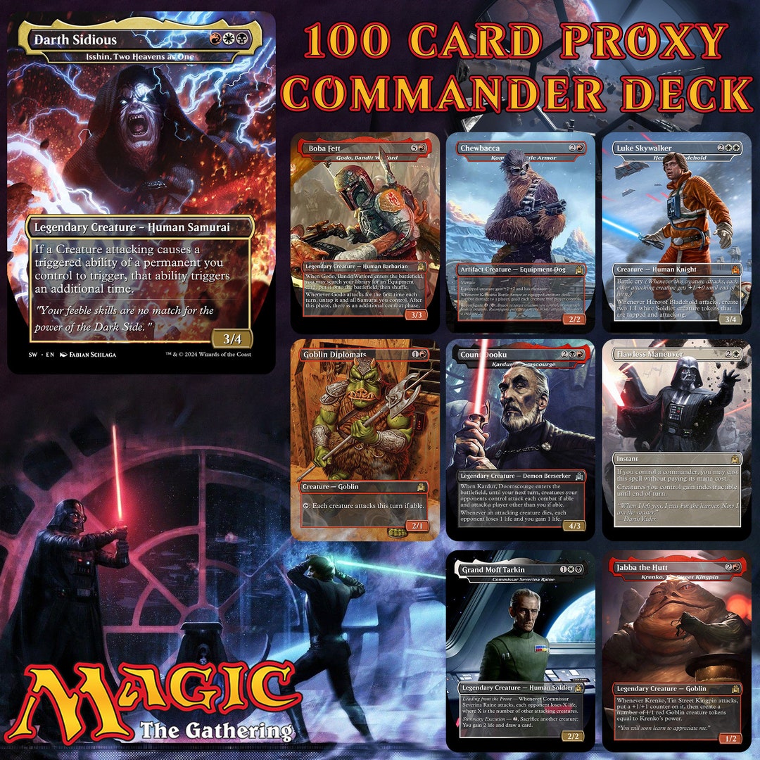 MTG Proxy Star Wars 100 Card Commander Deck sidious Strike for Magic the Gathering Card Game ...