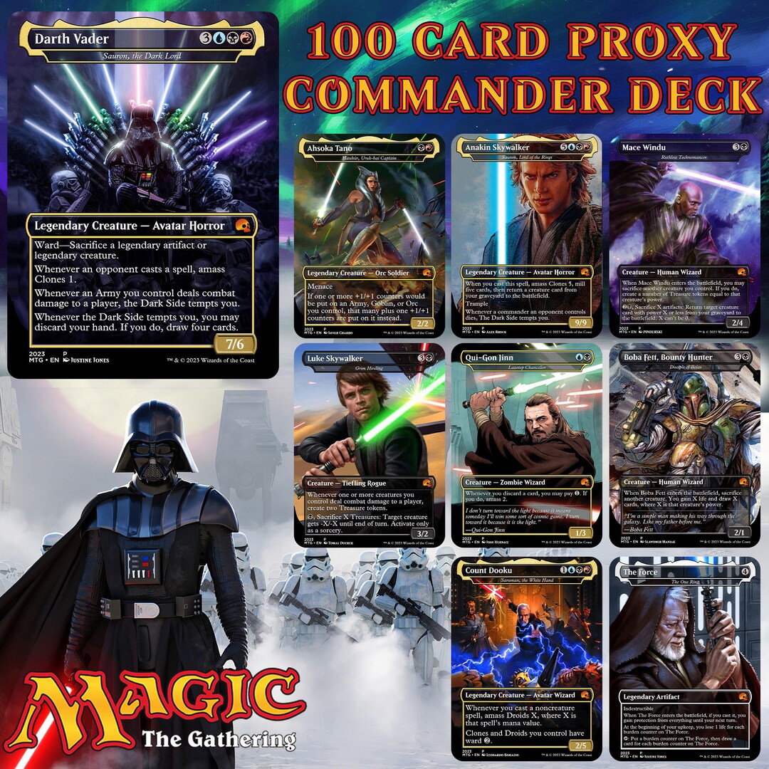 MTG Proxy Star Wars 100 Card Commander Deck vader's Army for Magic the ...