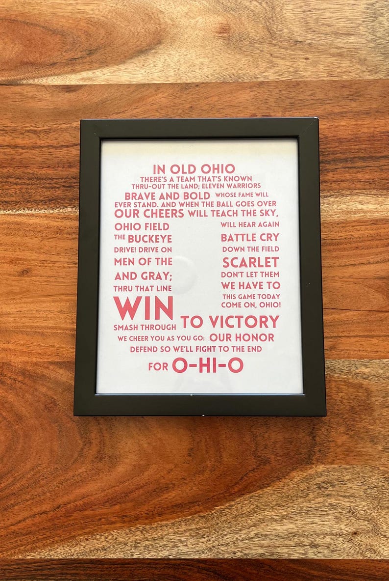 Ohio State University Fight Song Printable Wall Decor - Etsy
